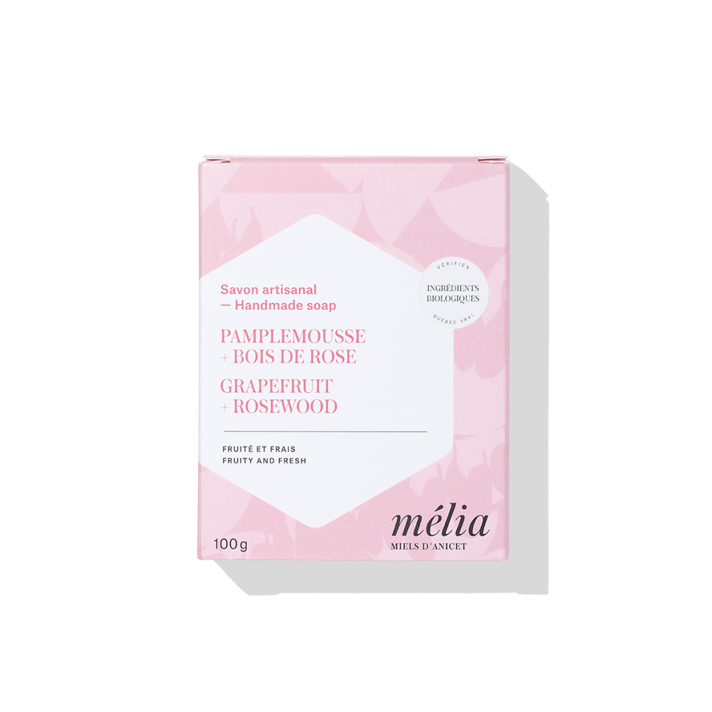 Savon artisanal au miel « Pamplemousse + Bois de rose » | Mélia